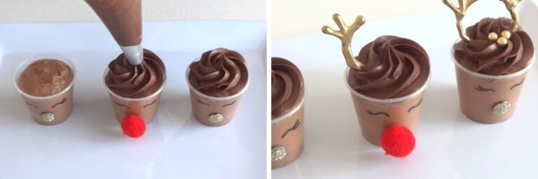 Mini Rudolph Chocolate Mousse Dessert Cups