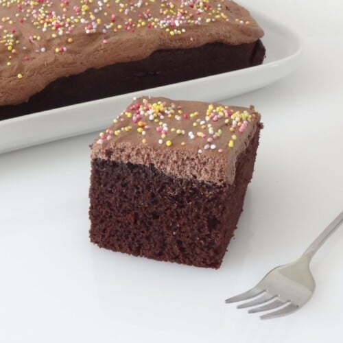 Chocolate Sheet Cake with Double Chocolate Mousse Frosting