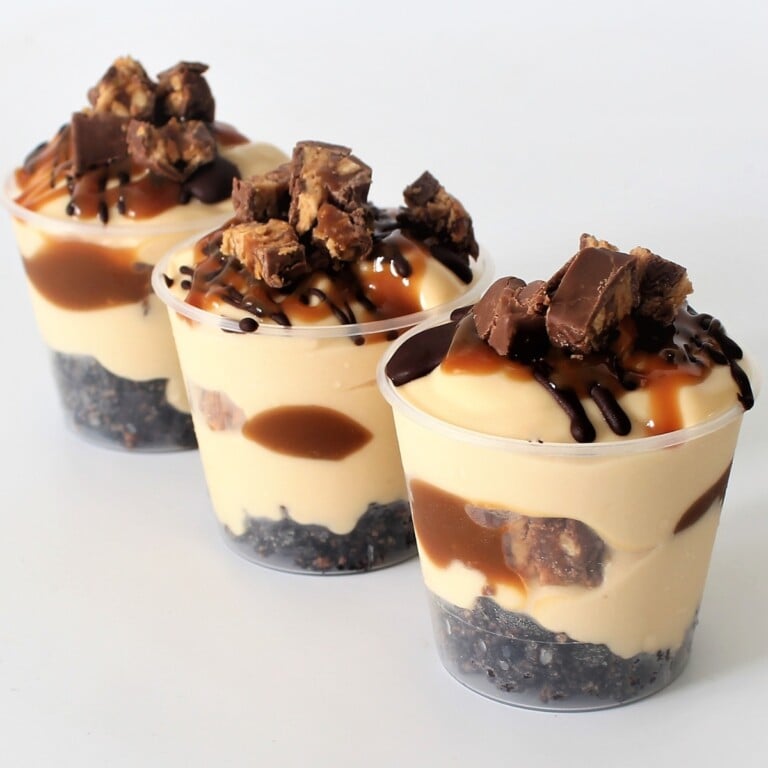 Snickers Dessert Cups No Bake Chocolate Caramel Peanut